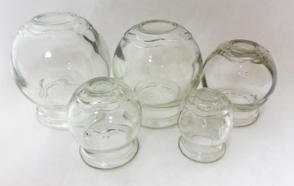 Flat Top Glass Fire Cupping Jars 5 Cup Set